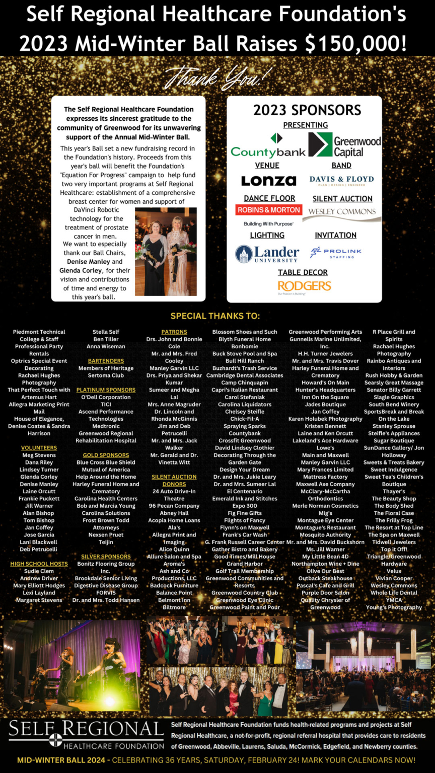 Self Regional Healthcare Foundation’s 2023 Mid-Winter Ball Raises ...